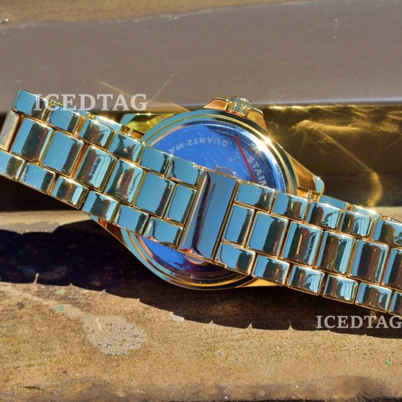 Accessories | Hiphop Bling Mens Red Face Dial Luxury Watch | Poshmark